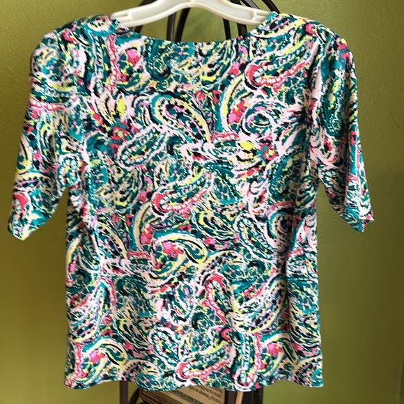 Rafaella | Tops | Rafaella Pinkgreen Paisley Short Sleeve T Shirt With ...